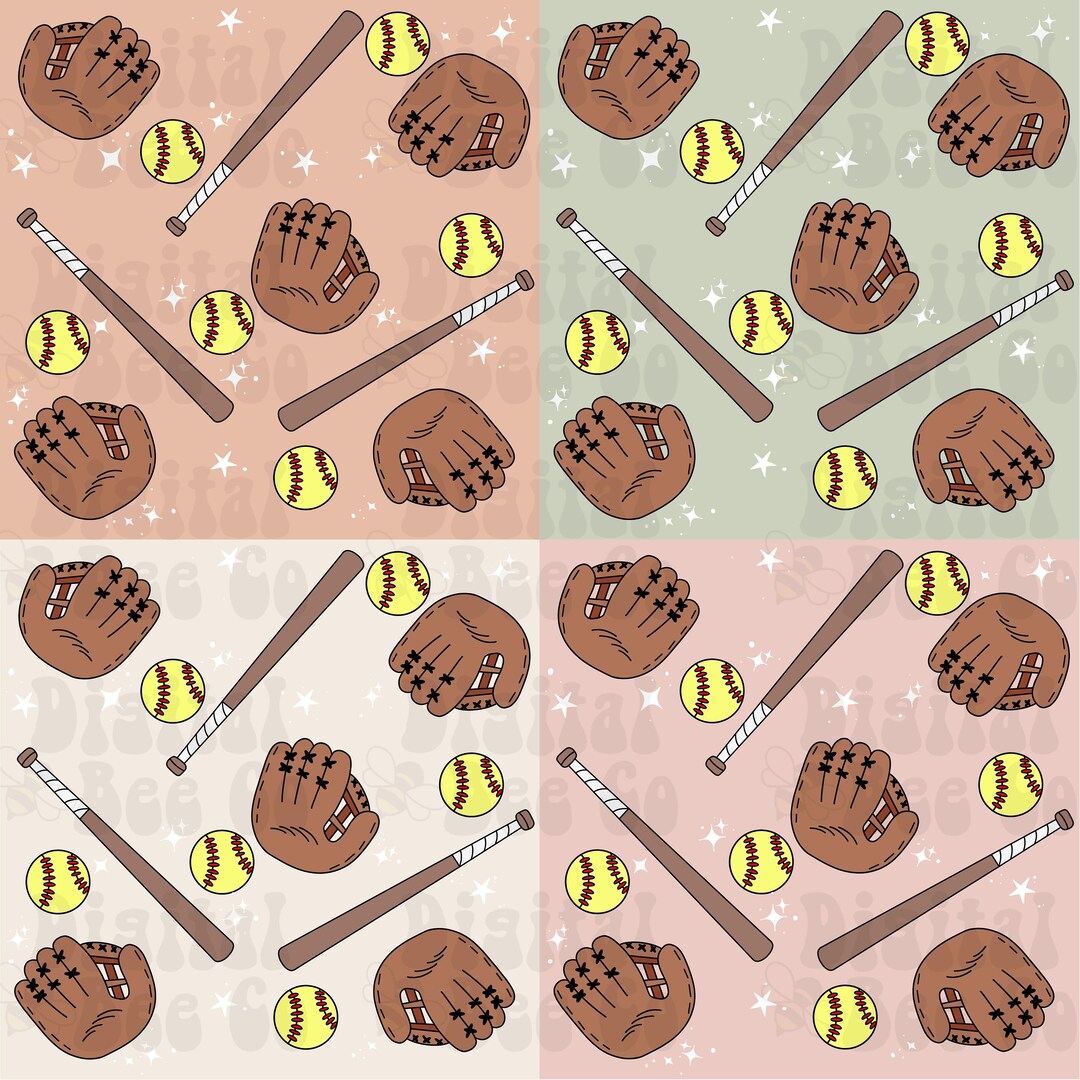 Softball Seamless Design, Softball Seamless Digital Paper, Softball ...