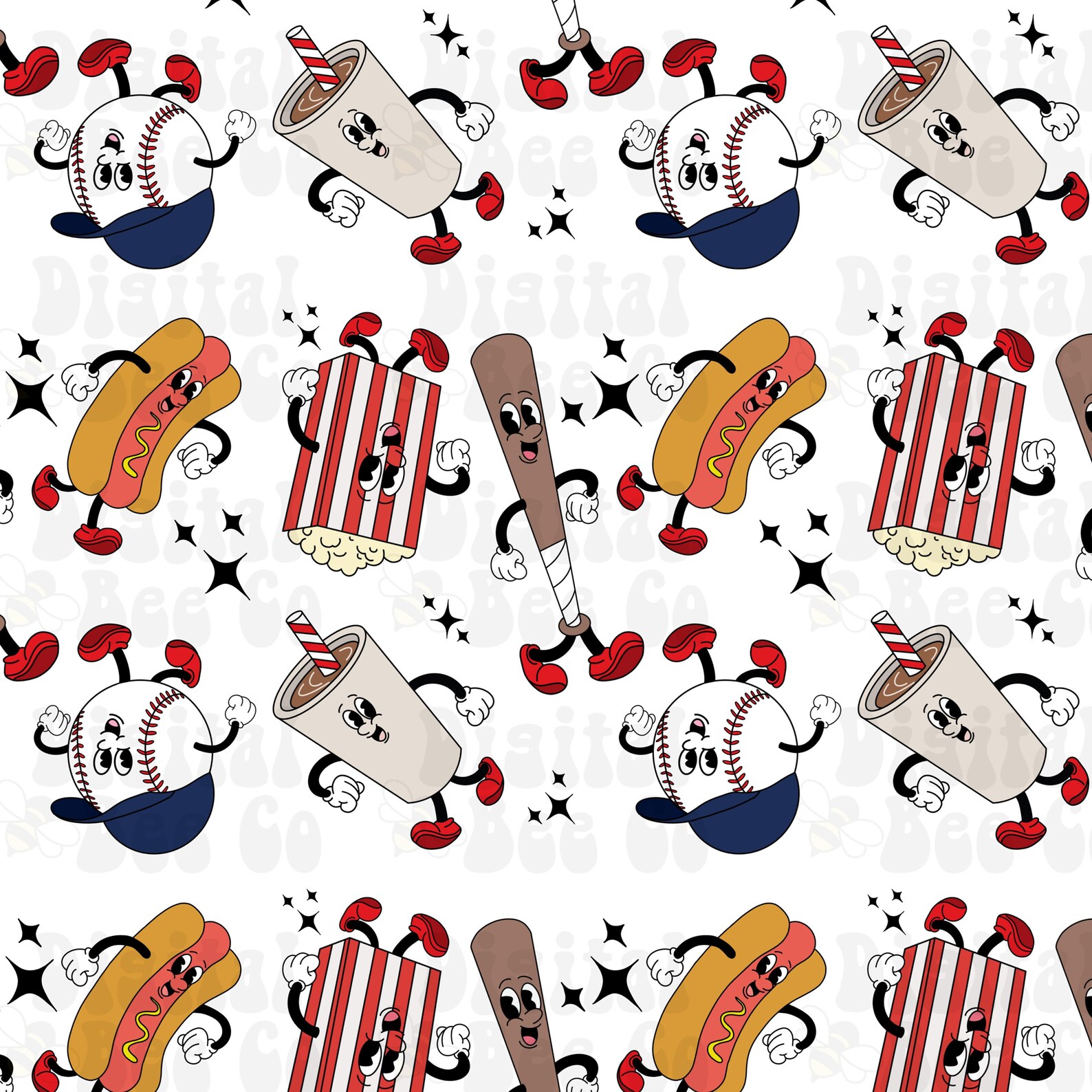 Baseball Seamless File, Retro Baseball Seamless Design, Retro Seamless ...