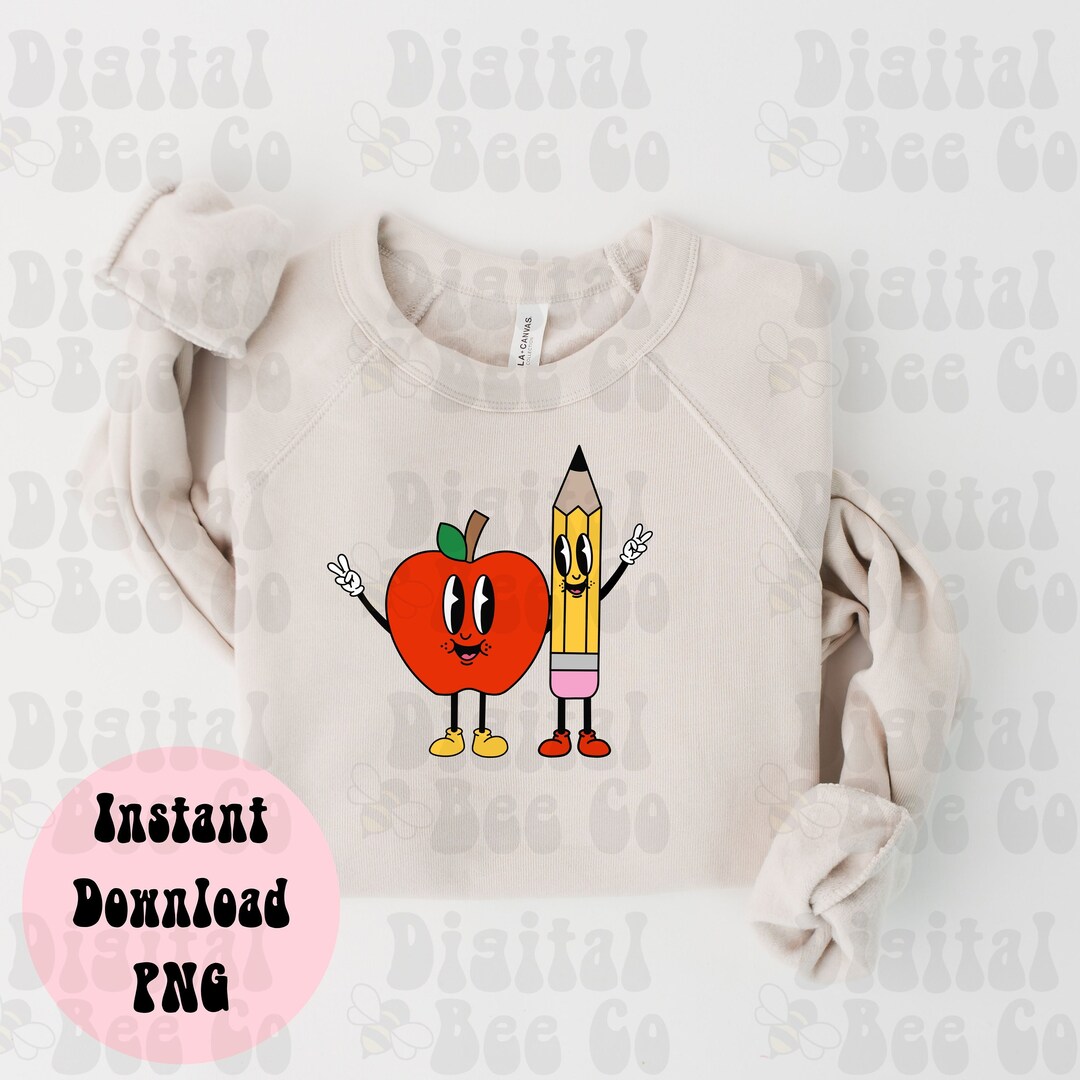 Retro Cartoon PNG, Cartoon Apple PNG, Cartoon Pencil PNG, Retro Back to ...