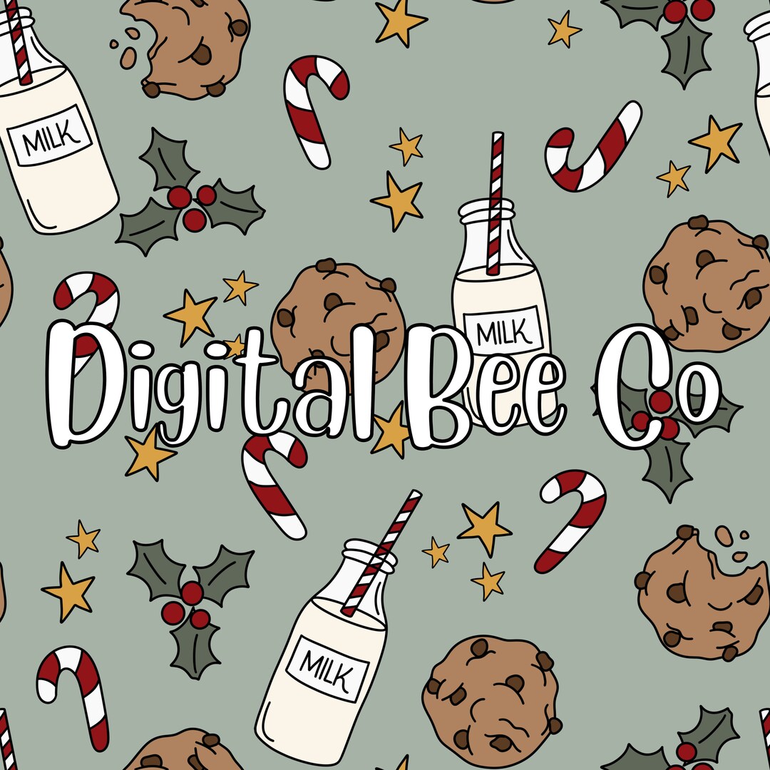 Christmas Seamless File, Cookies and Milk Seamless Design, Christmas ...