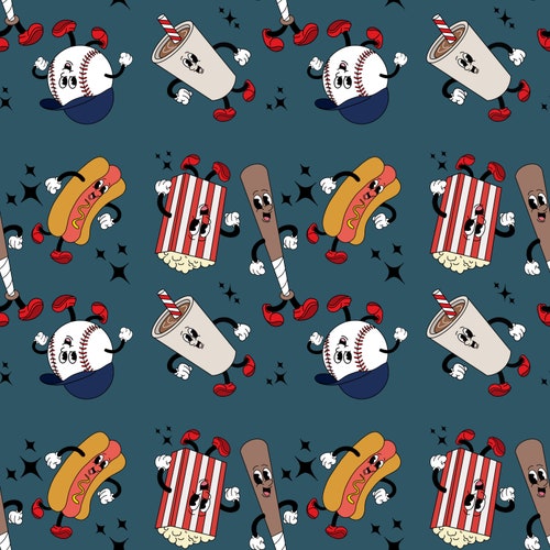 Baseball Digital Paper Seamless Pattern Baseball Fabric - Etsy