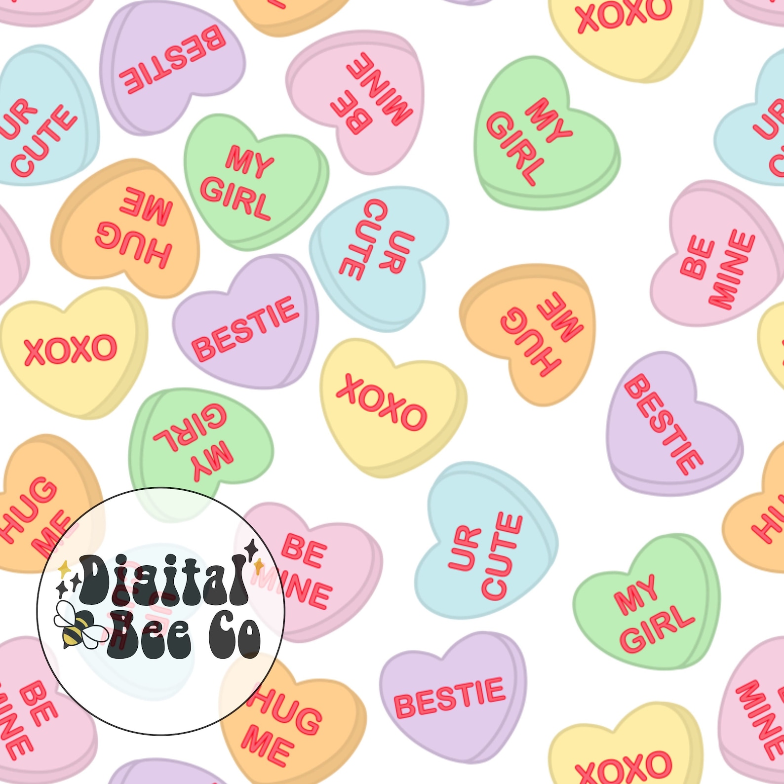 Conversation Hearts Seamless Pattern Candy Heart Digital - Etsy