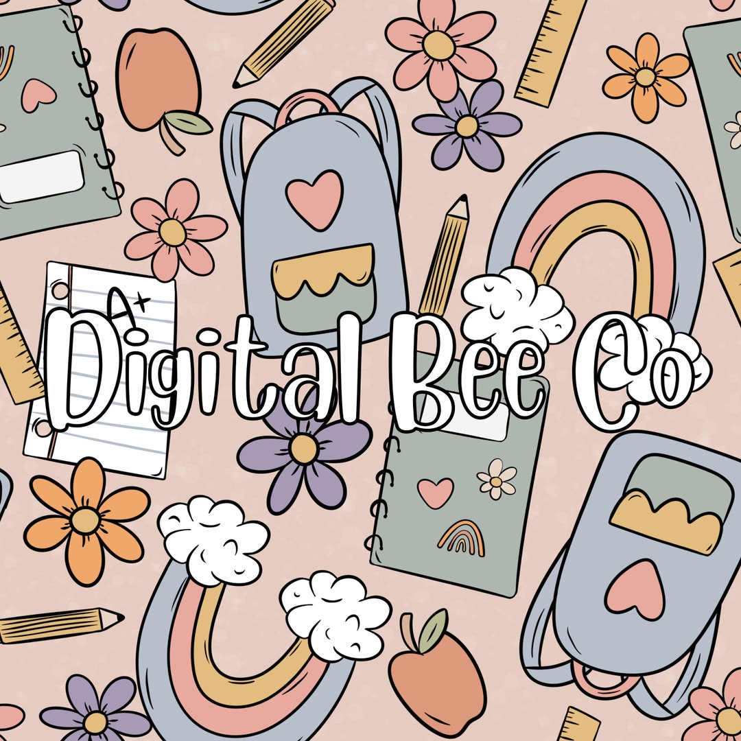 Back to School Seamless Pattern, School Supply Repeating Pattern, Boho ...