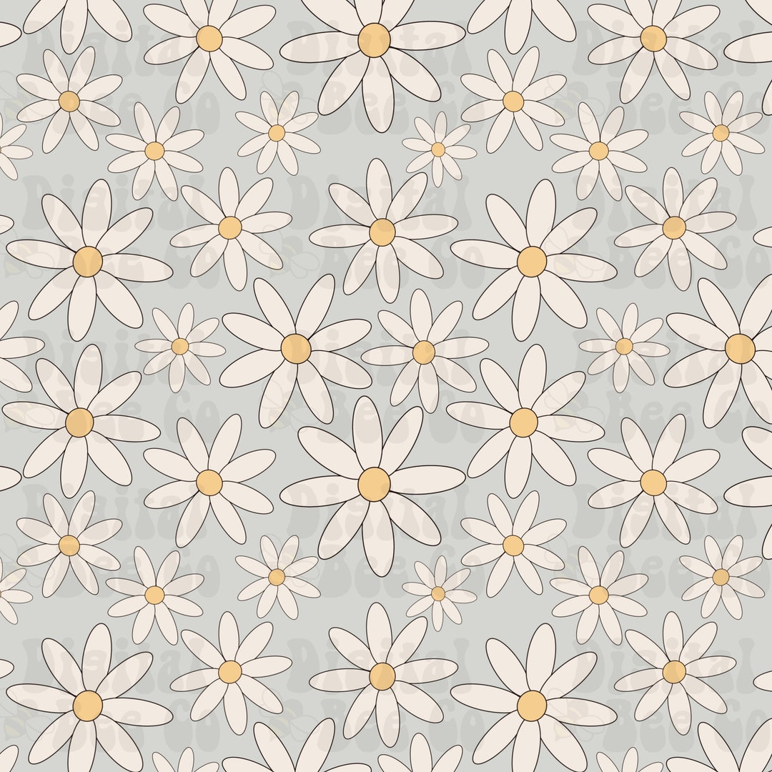 Daisy Seamless Pattern, Boho Floral Seamless Pattern, Retro Floral ...