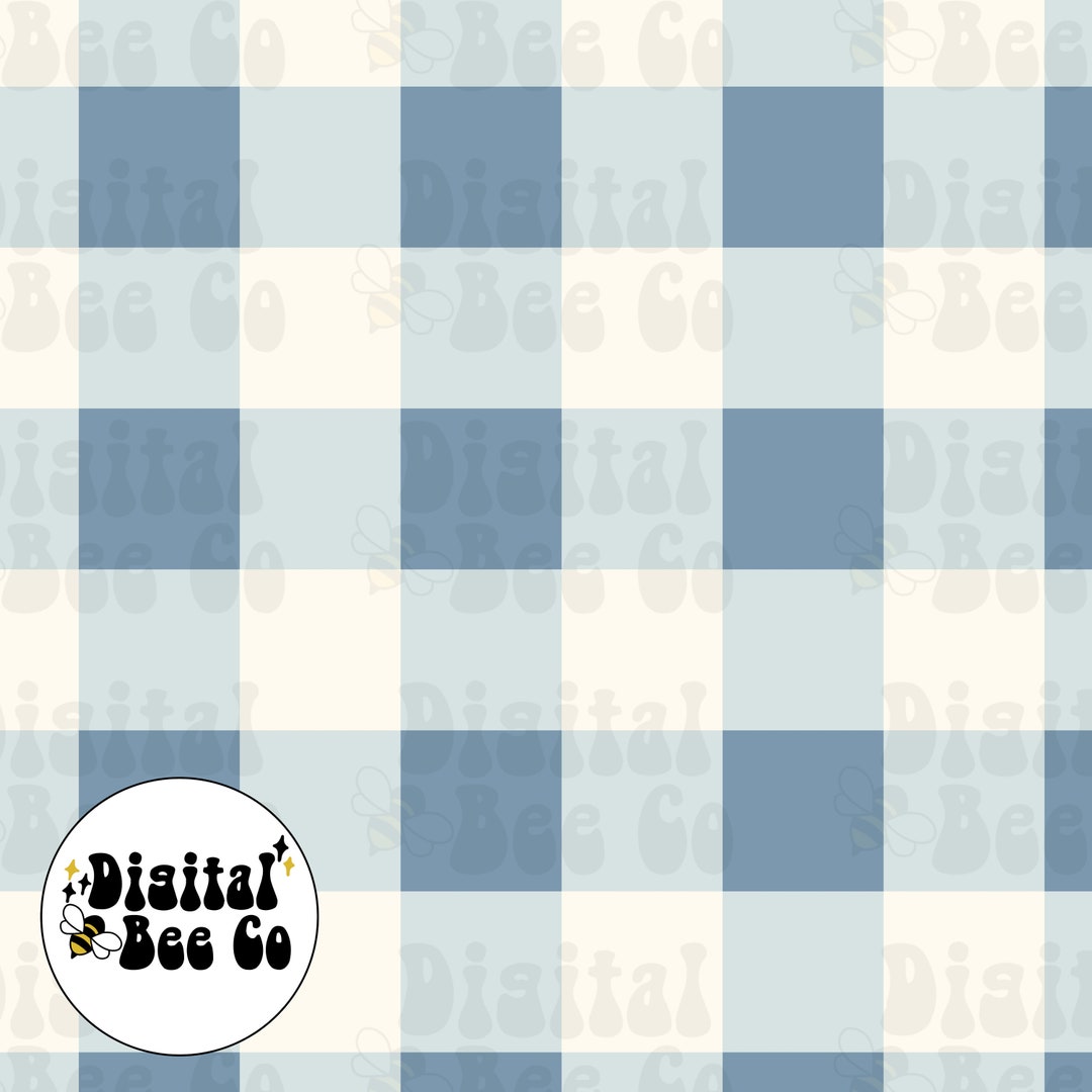 Blue Gingham Seamless File, Blue and Cream Gingham Digital Paper ...