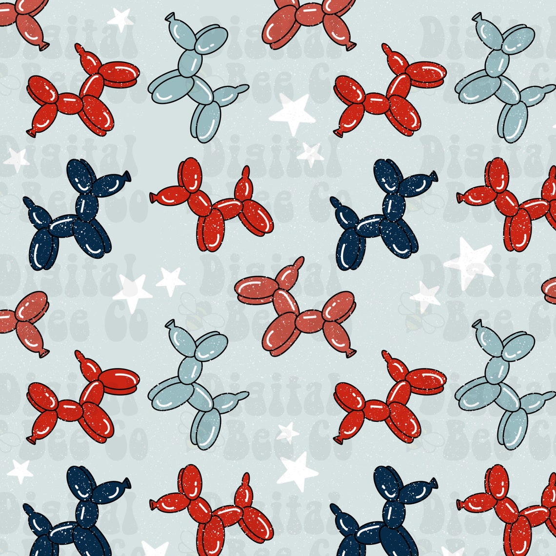 Balloon Dog Seamless Pattern Fourth of July Seamless File - Etsy