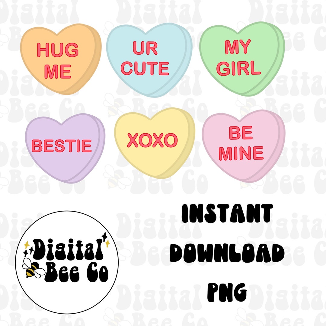 Conversation Heart Clip Art, Valentines Day Clip Art PNG, Valentines ...