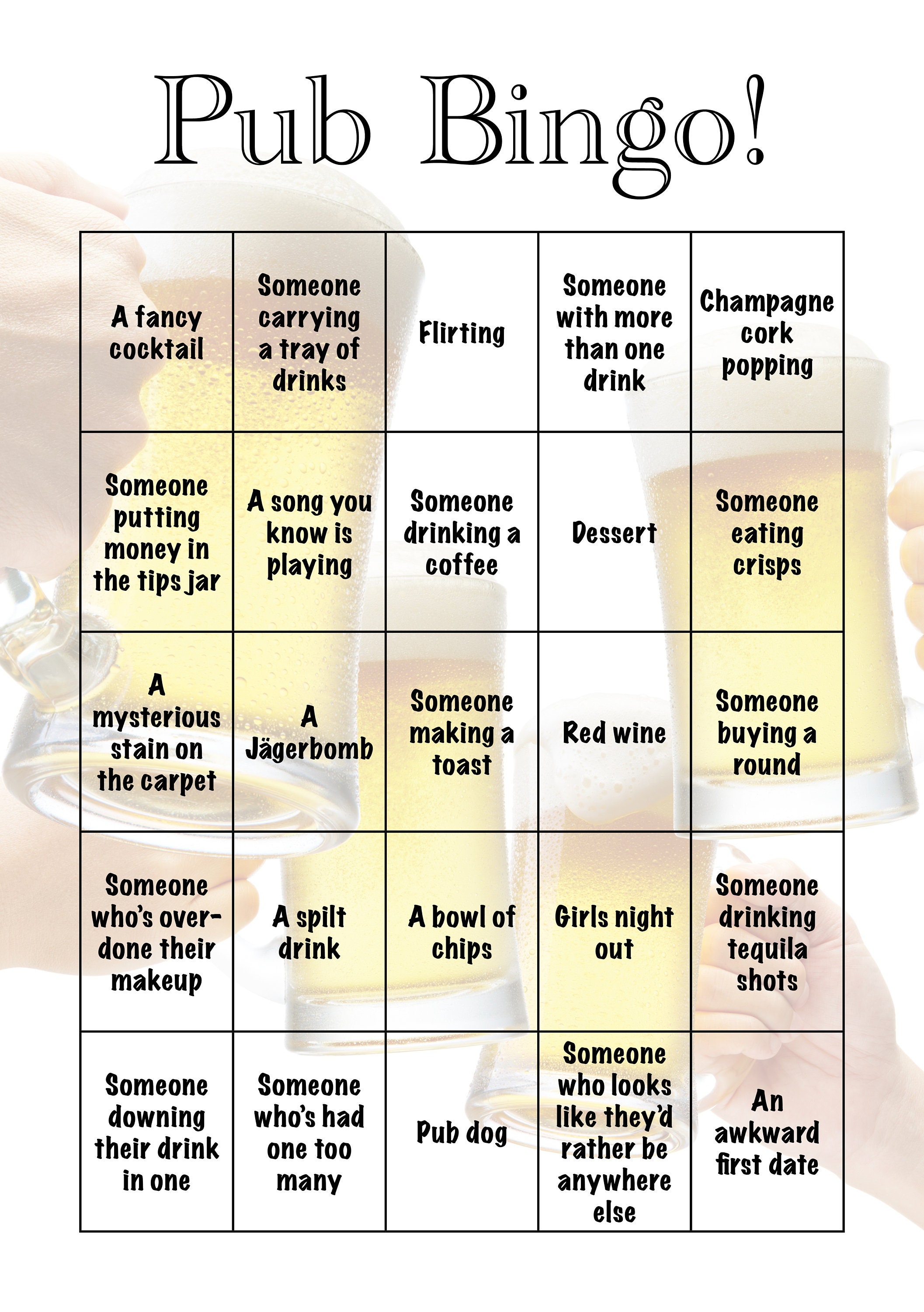 Pub Bingo Game - Etsy