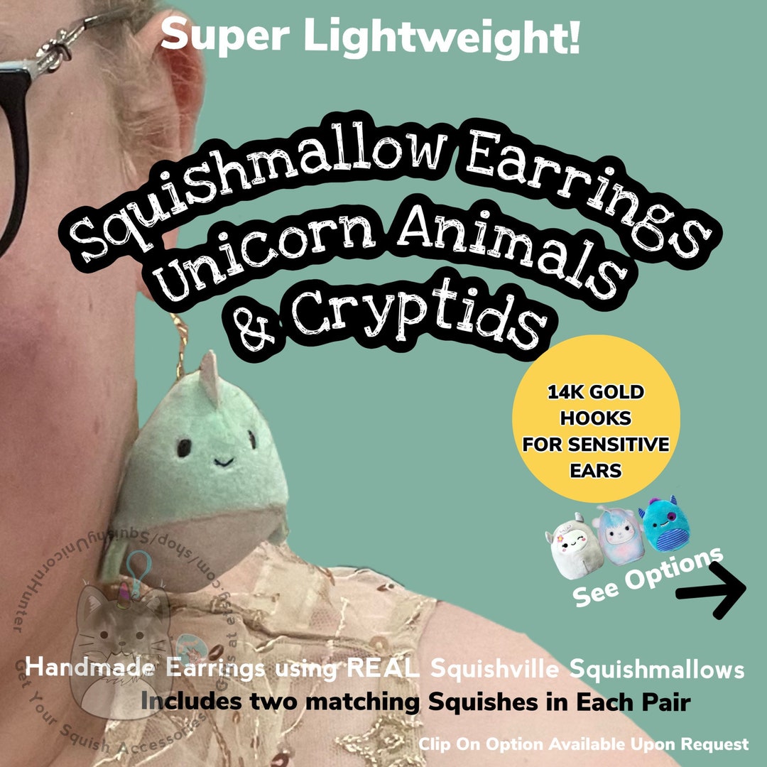 Unicorn Animals & Cryptids - Squishmallow Earrings - 2” Earrings - Real ...