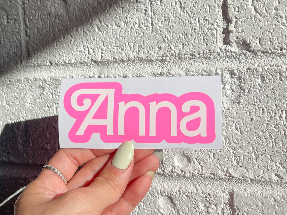 Custom Name Pink Theme Text | Vinyl Decal | up to 20CM Wide Custom Car ...
