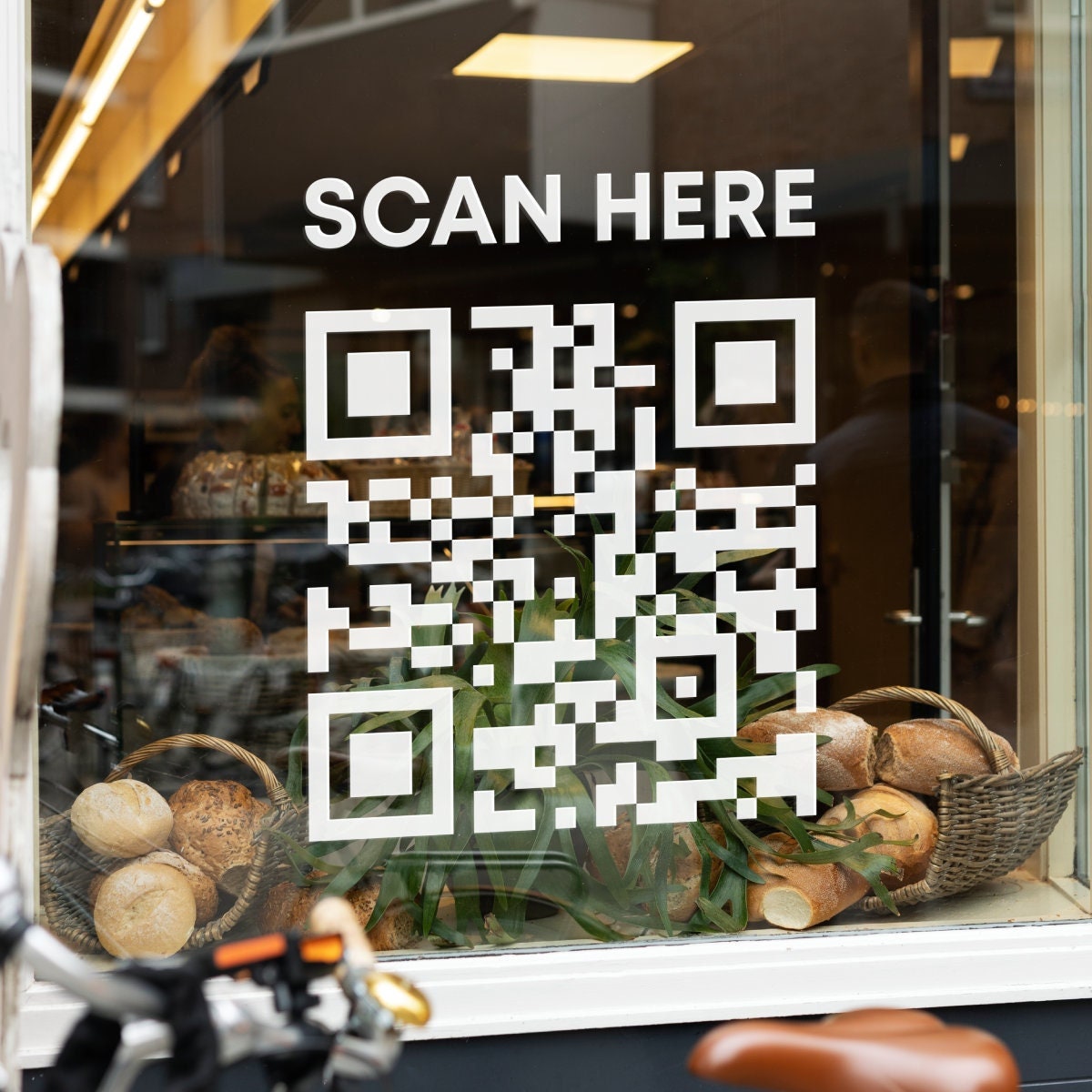 SCAN HERE QR Code Vinyl Decal | Personalised Shop Business Customised ...