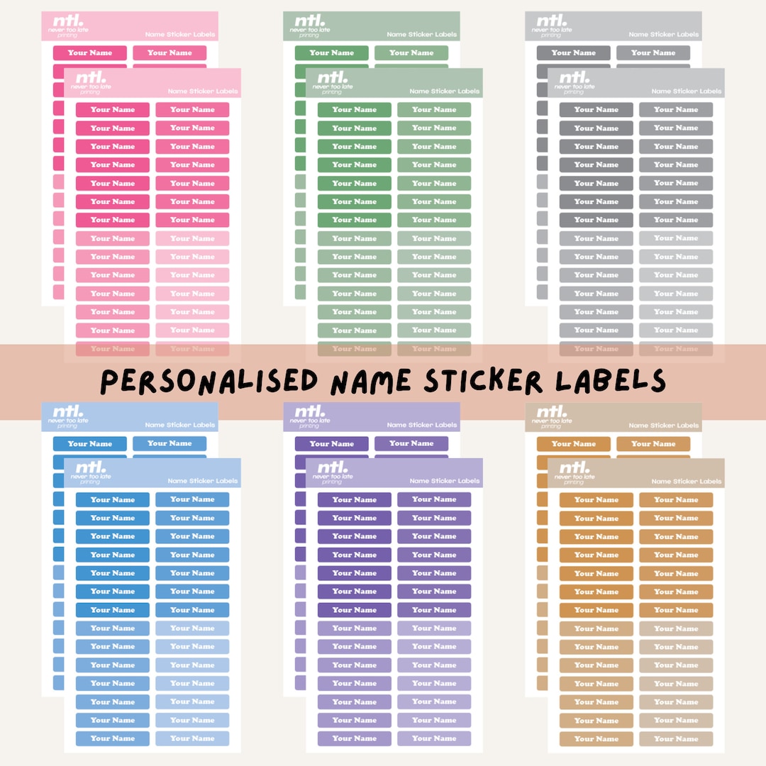 Personalised Name Labels Sticker Pack Kids Childcare Stickers ...