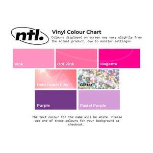 Custom Name Pink Theme Text | Vinyl Decal | up to 20CM Wide Custom Car ...