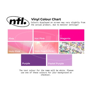 Custom Name Pink Theme Text Vinyl Decal up to 20CM Wide Custom Car ...