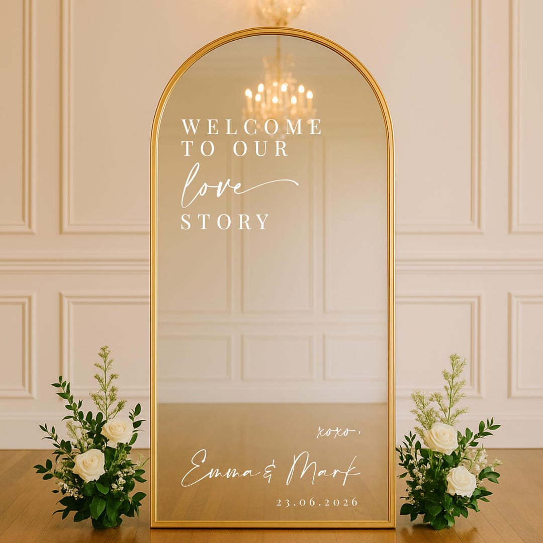 Wedding Mirror Decal Welcome Sign Personalised Custom Wedding Mirror ...