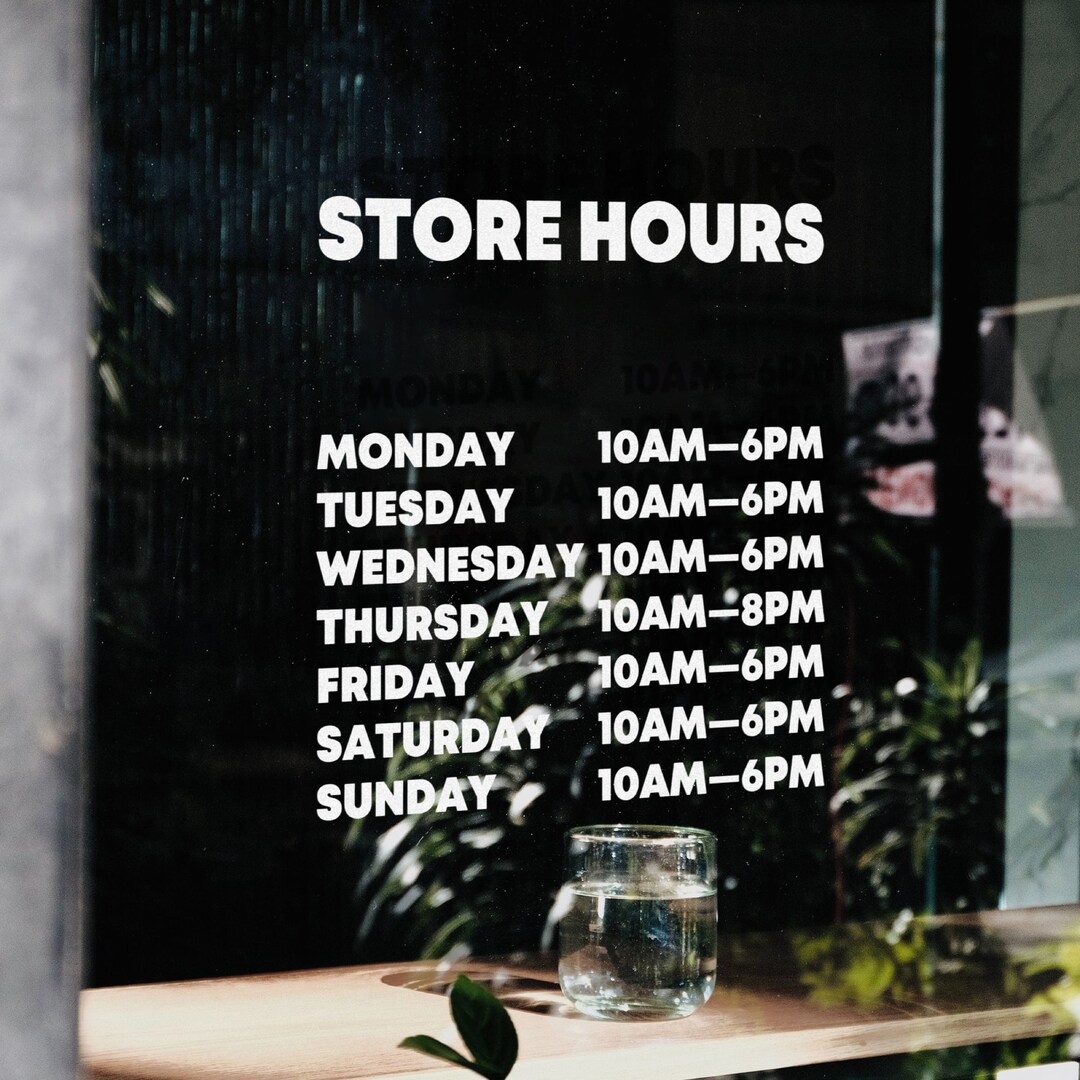 Opening Hours Vinyl Decal | Weatherproof Business Owner Cafe Opening ...