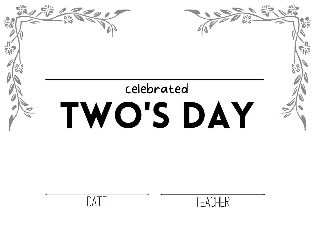 Two's Day Certificate - Etsy
