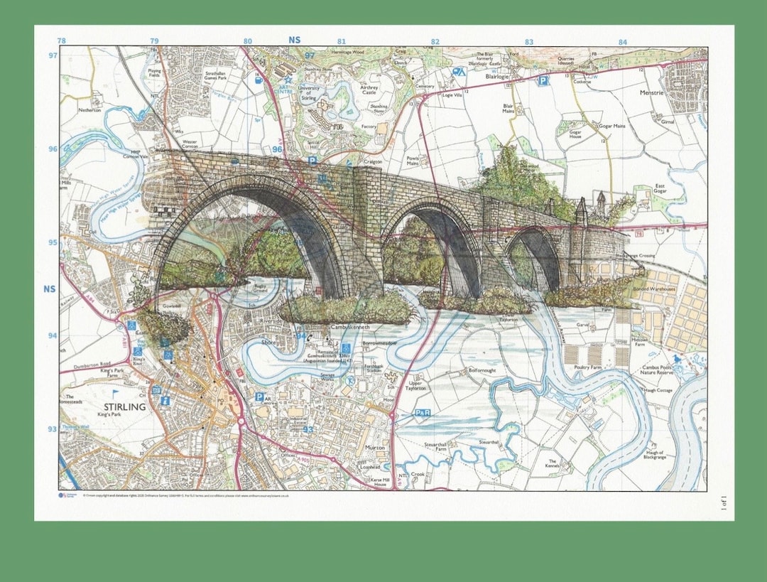 Stirling Bridge Map Art Print - Etsy