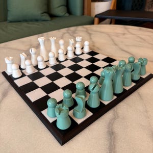 Chess Set Green Lighthouse Model Minimalist Handmade Modern Design ...