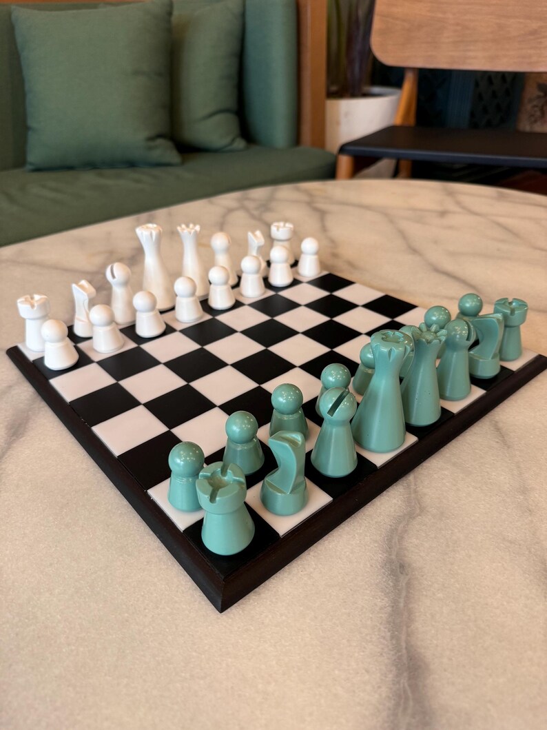 Chess Set Green | Lighthouse Model | Minimalist Handmade Modern Design ...