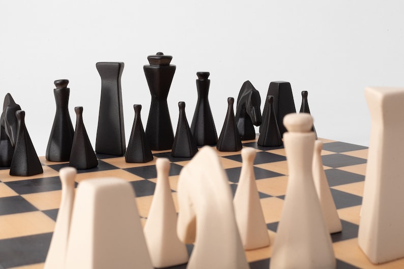 Chess Set Wooden Minimalist Handmade Modern Design Decor - Etsy