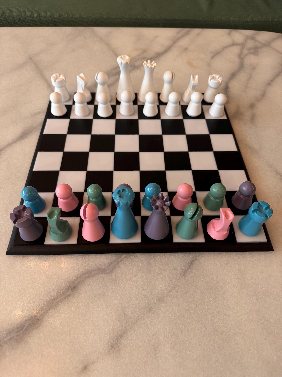 Handmade Minimalist Chess Set: Mixed Pastel Colors, Lighthouse Model - Etsy