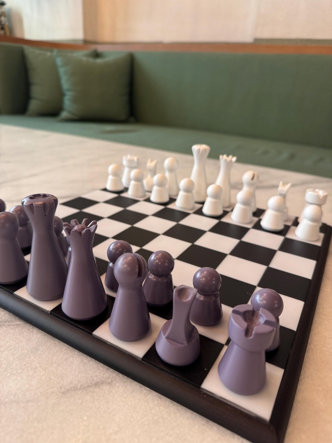 Handmade Modern Chess Set: Purple Lighthouse Model, Weighted Pieces - Etsy