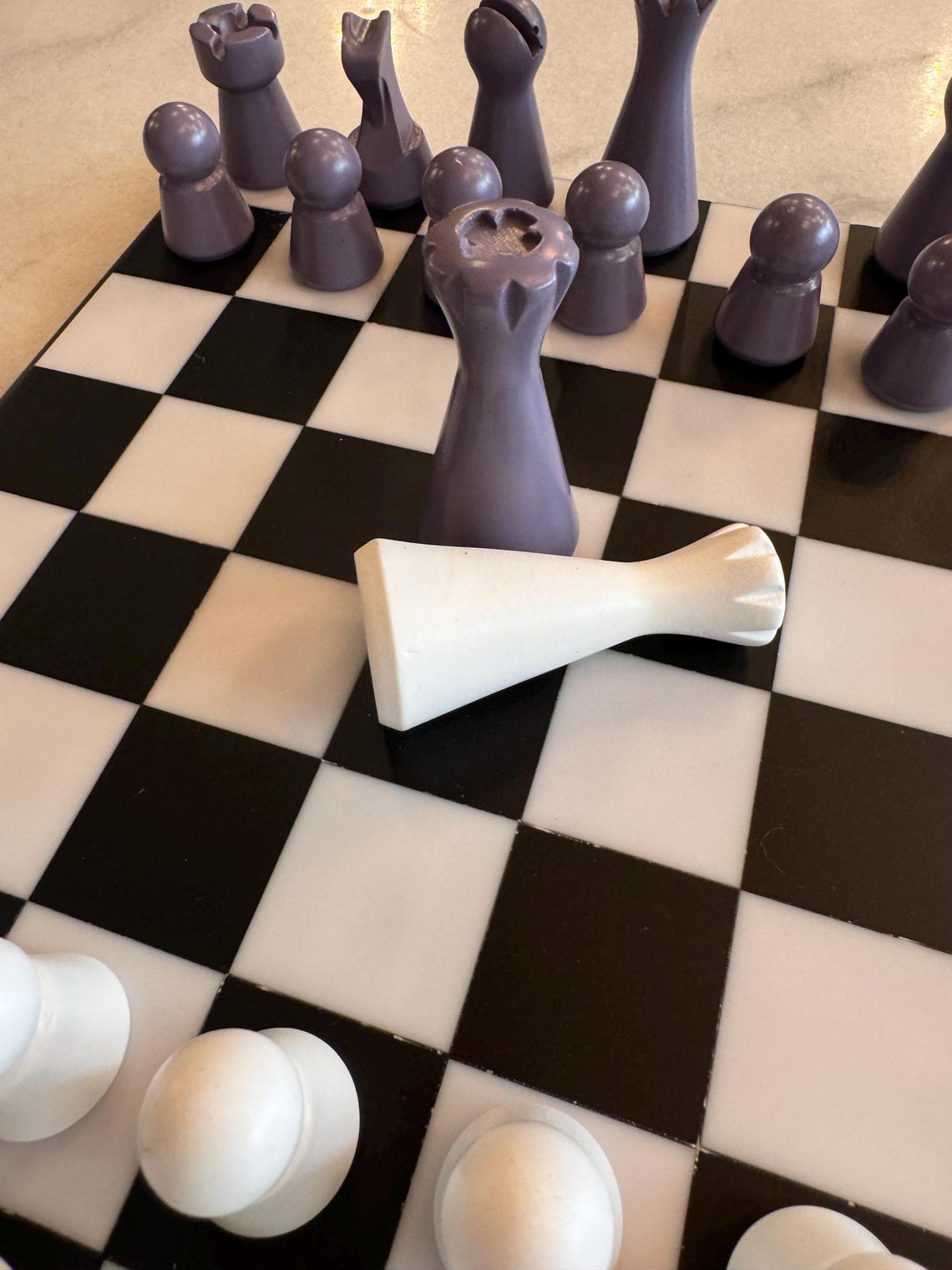 Handmade Modern Chess Set: Purple Lighthouse Model, Weighted Pieces - Etsy