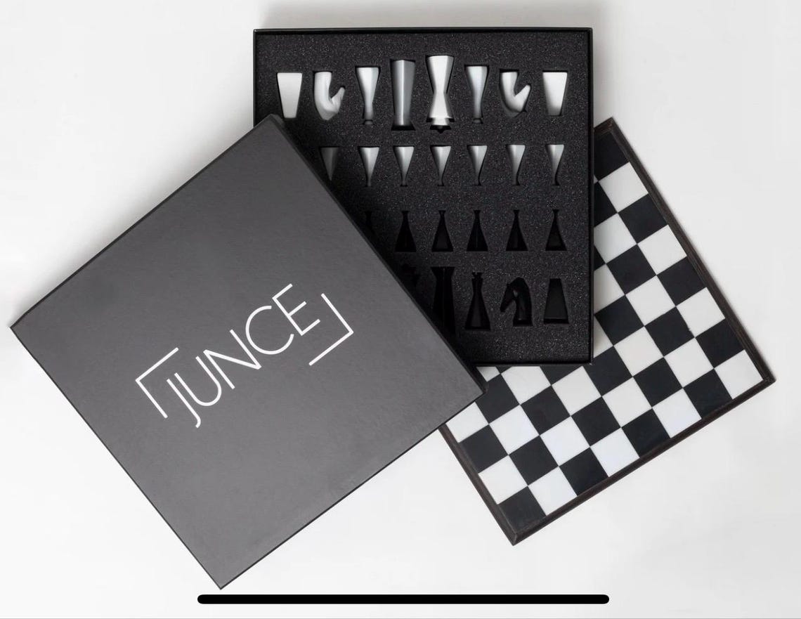 Handmade Modern Chess Set: Weighted Pieces, Lighthouse Design - Etsy