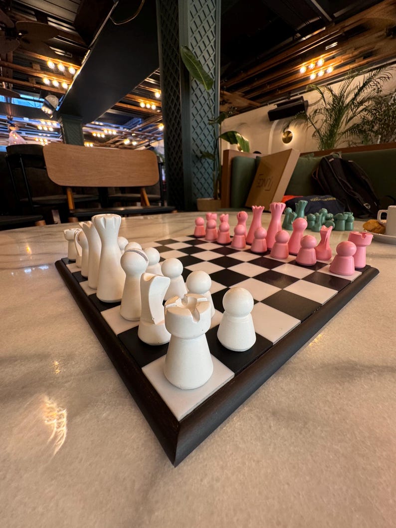 Chess Set Pink | Lighthouse Model | Minimalist Handmade Modern Design ...