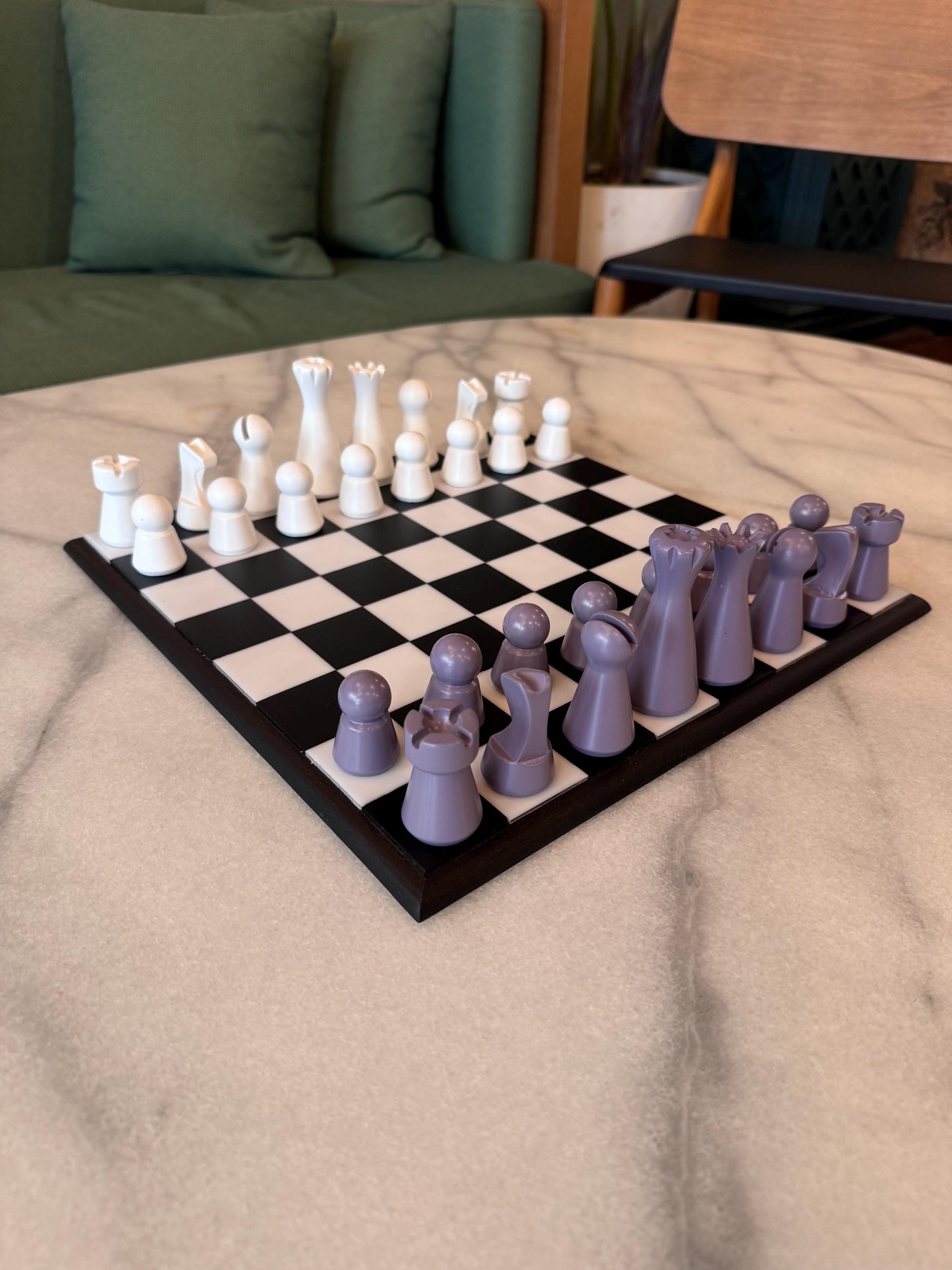 Handmade Modern Chess Set: Purple Lighthouse Model, Weighted Pieces - Etsy