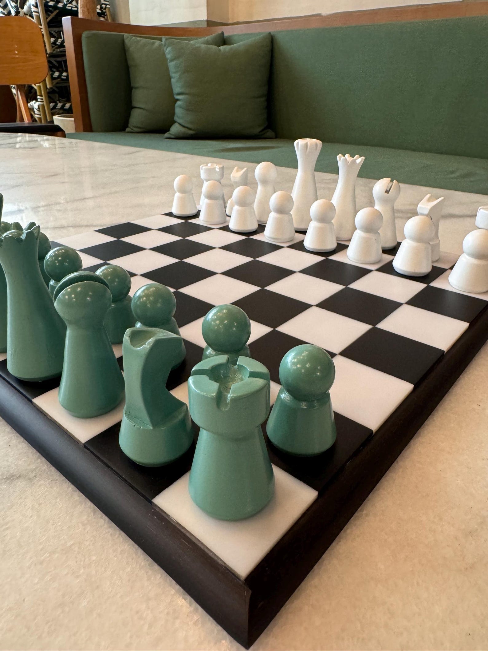 Chess Set Green | Lighthouse Model | Minimalist Handmade Modern Design ...