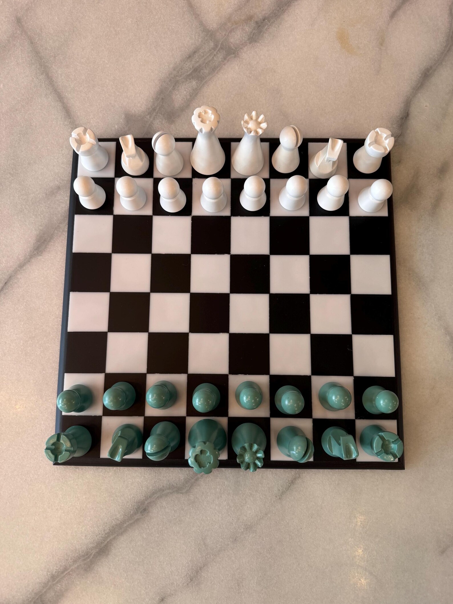 Chess Set Green | Lighthouse Model | Minimalist Handmade Modern Design ...