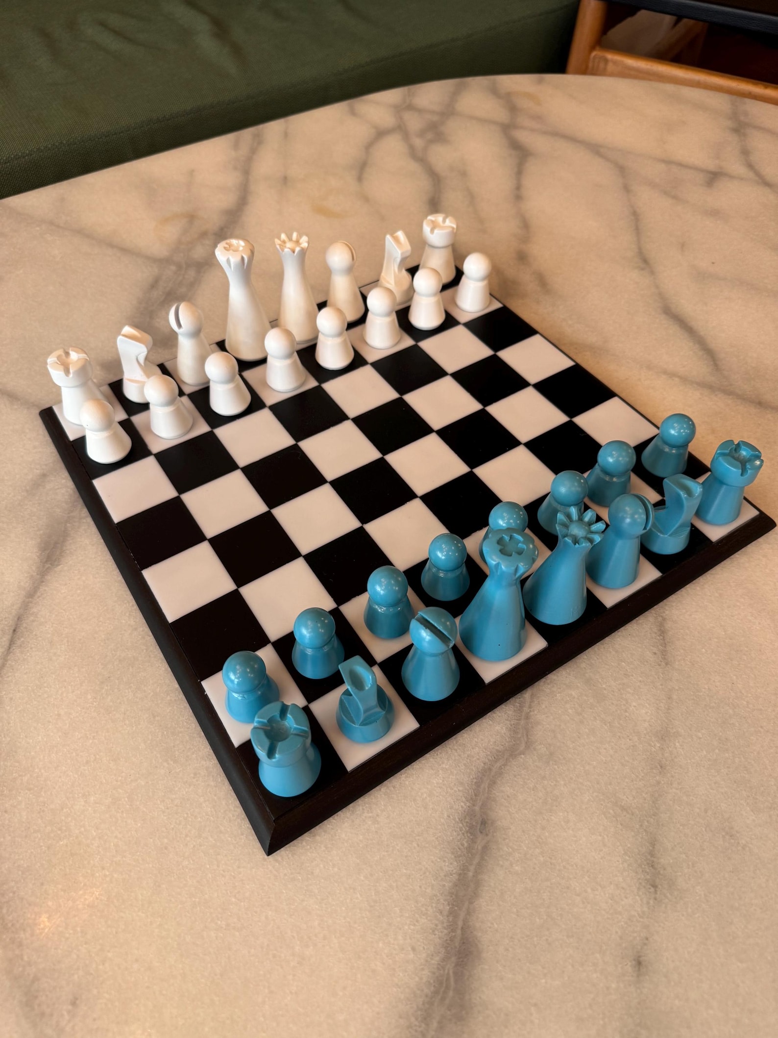 Turquoise Chess Set: Handmade Modern Lighthouse Model, Weighted Pieces ...