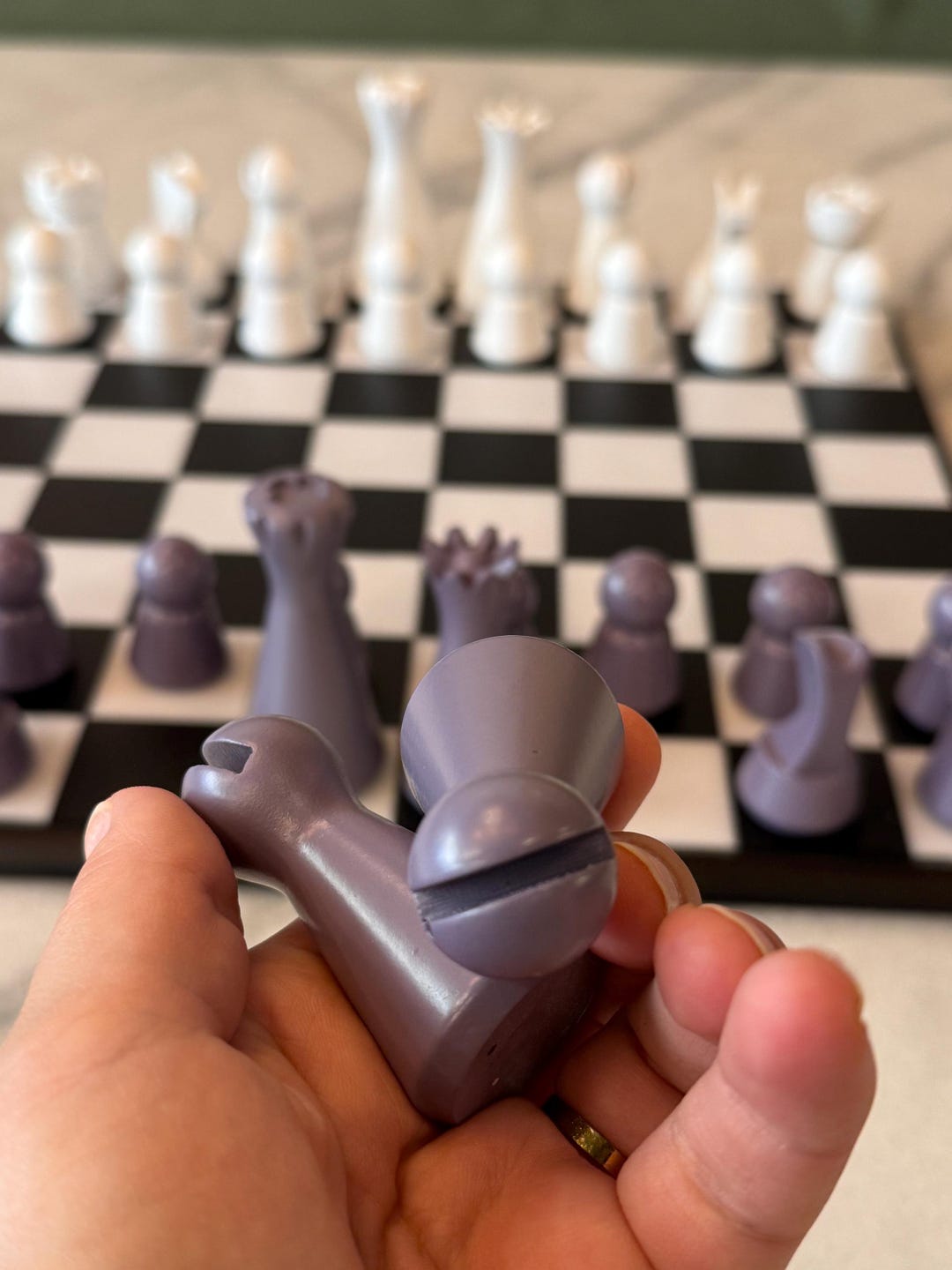 Handmade Modern Chess Set: Purple Lighthouse Model, Weighted Pieces - Etsy