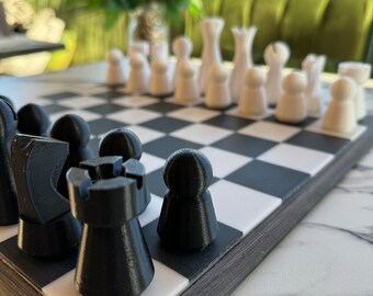 Chess Set Wooden Minimalist Handmade Modern Design Decor - Etsy