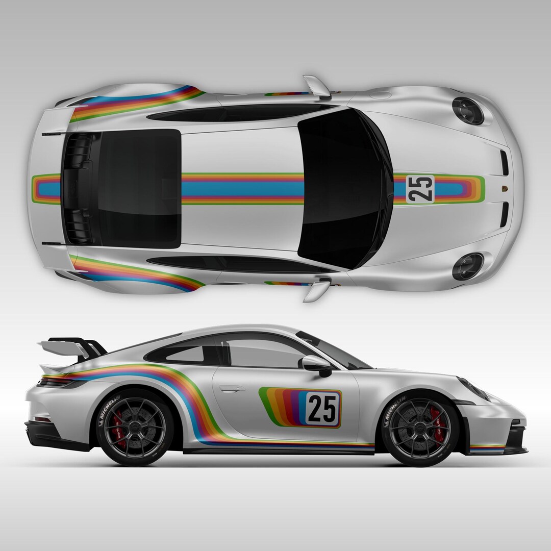 Curved Rainbow Decals, Fit Carrera 996/997/991/992 (add a Phone Number ...