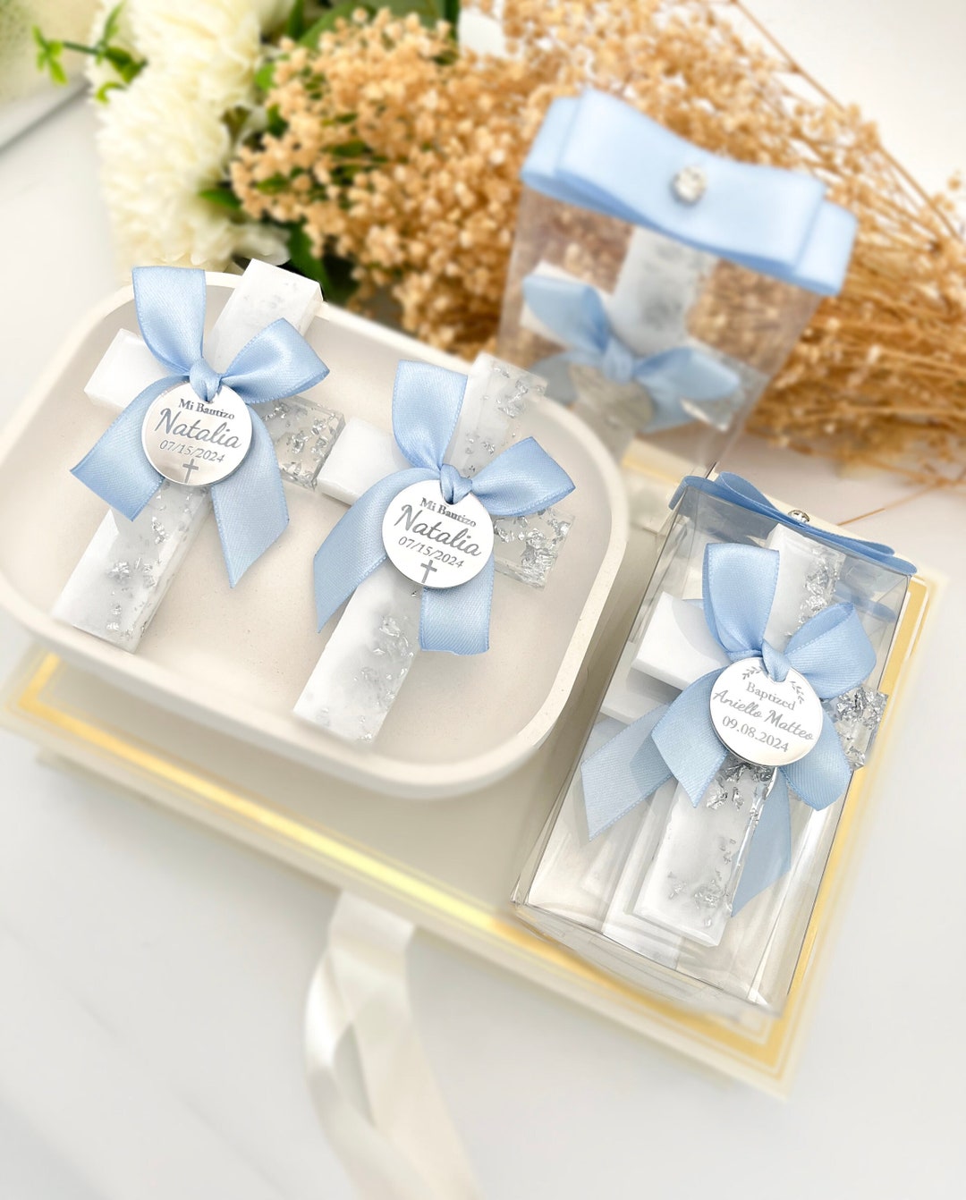 Silver Cross Baptism Magnet Favors, Personalized Mi Bautizo Gifts - Etsy