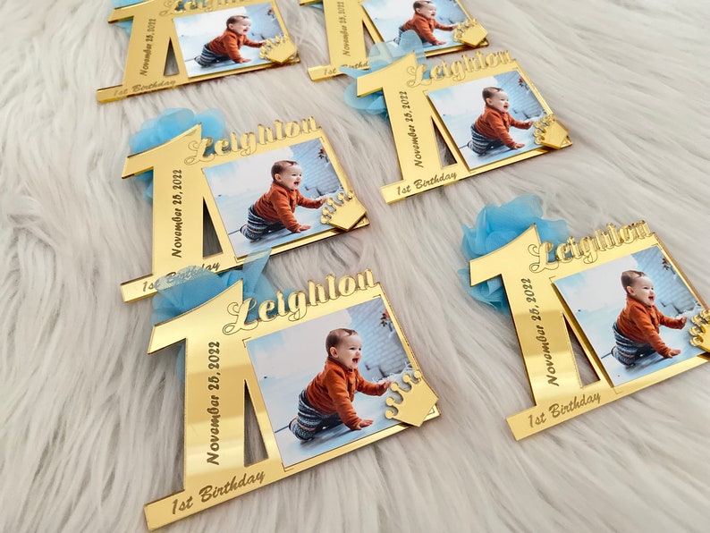 Rose Gold First Birthday Photo Magnet First Birthday Favors - Etsy