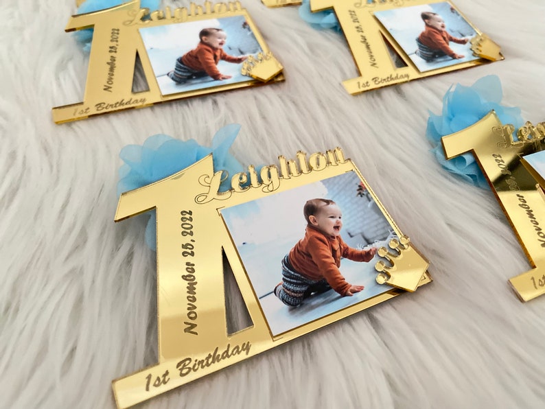 Rose Gold First Birthday Photo Magnet First Birthday Favors - Etsy