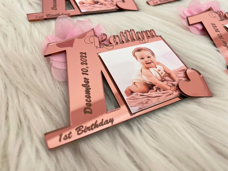 Rose Gold First Birthday Photo Magnet First Birthday Favors - Etsy