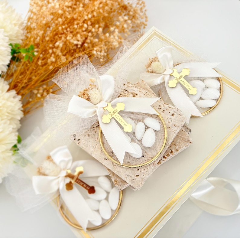 Almond Candy Baptism Favor, Personalized Cross Tag - Etsy