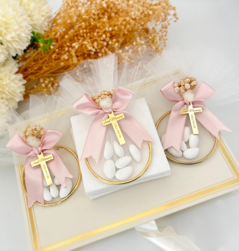 Almond Candy Baptism Favor, Personalized Cross Tag - Etsy