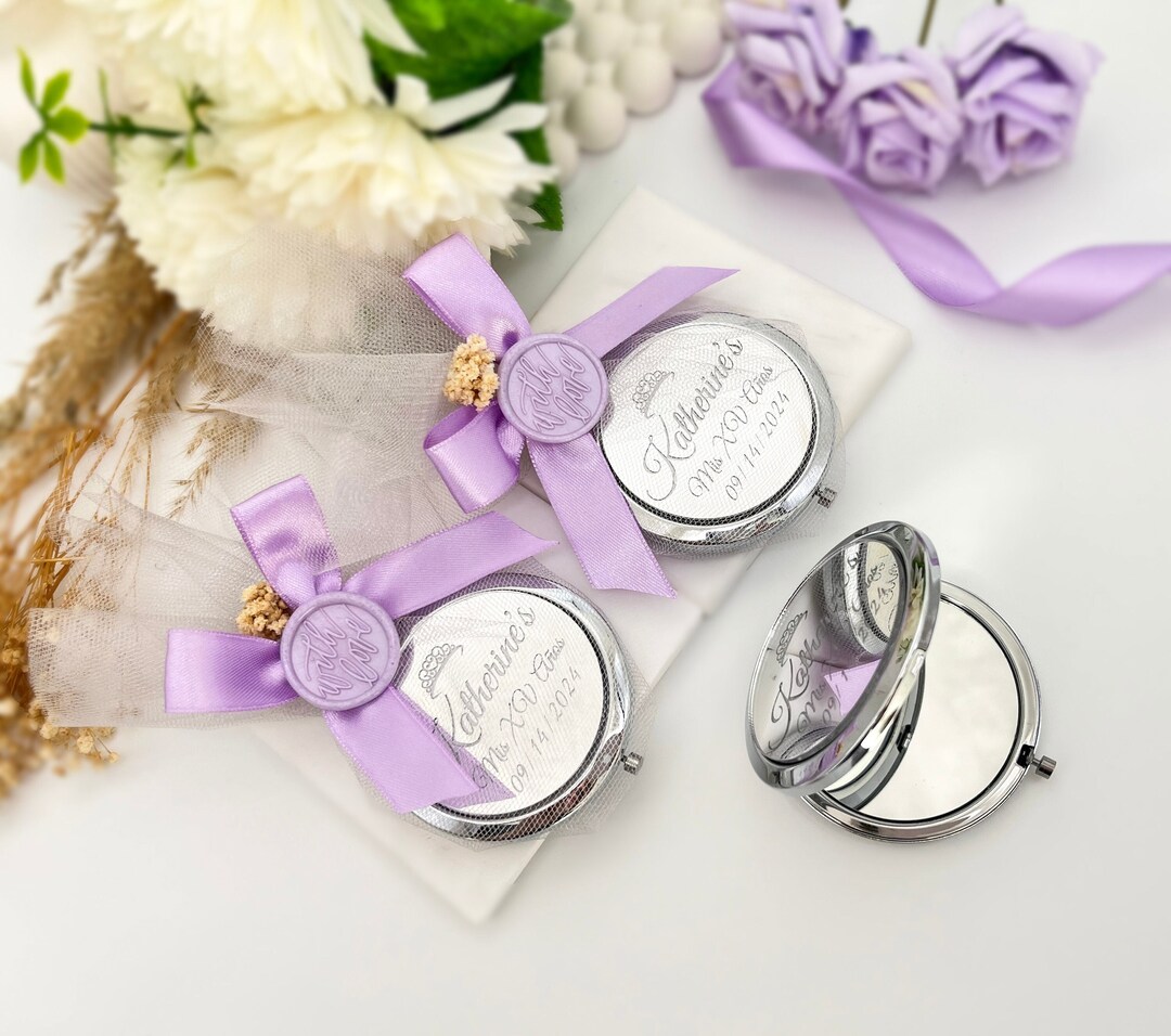 Silver Compact Mirror Quinceañera Favor, Quinceañera Party Favors ...