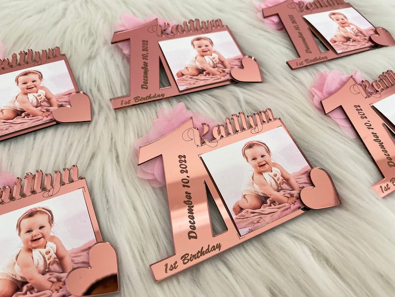 Rose Gold First Birthday Photo Magnet First Birthday Favors - Etsy
