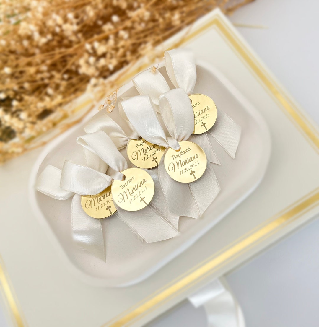 Custom Baptism Cross Name Tag, Acrylic Mirror Baptism Favor Tags ...