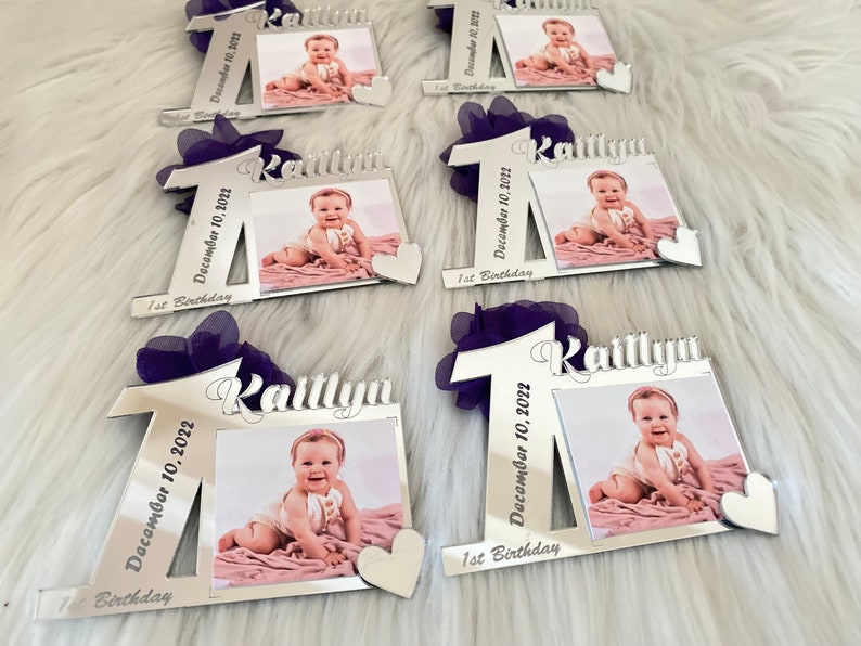 Rose Gold First Birthday Photo Magnet First Birthday Favors - Etsy
