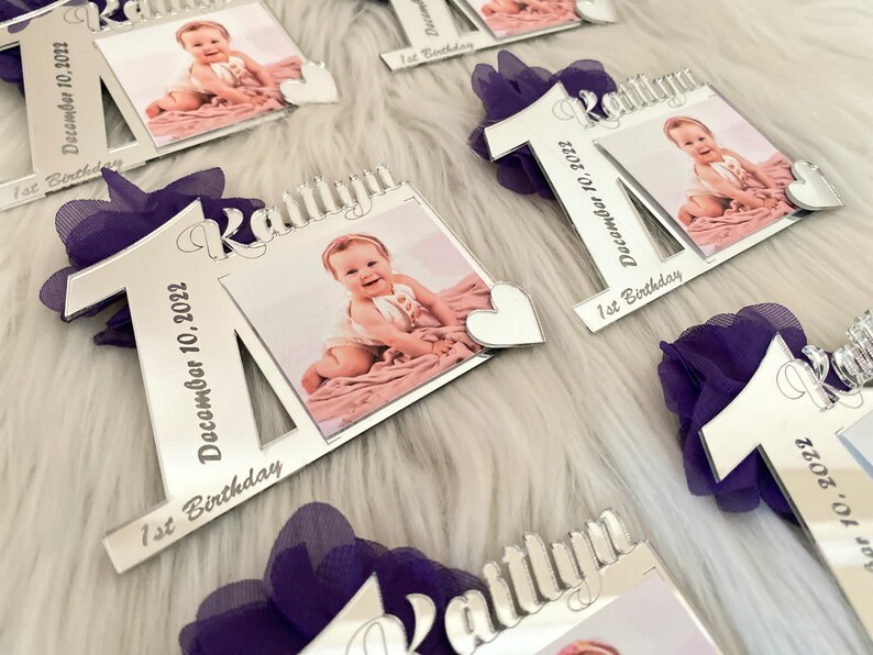 Rose Gold First Birthday Photo Magnet First Birthday Favors - Etsy
