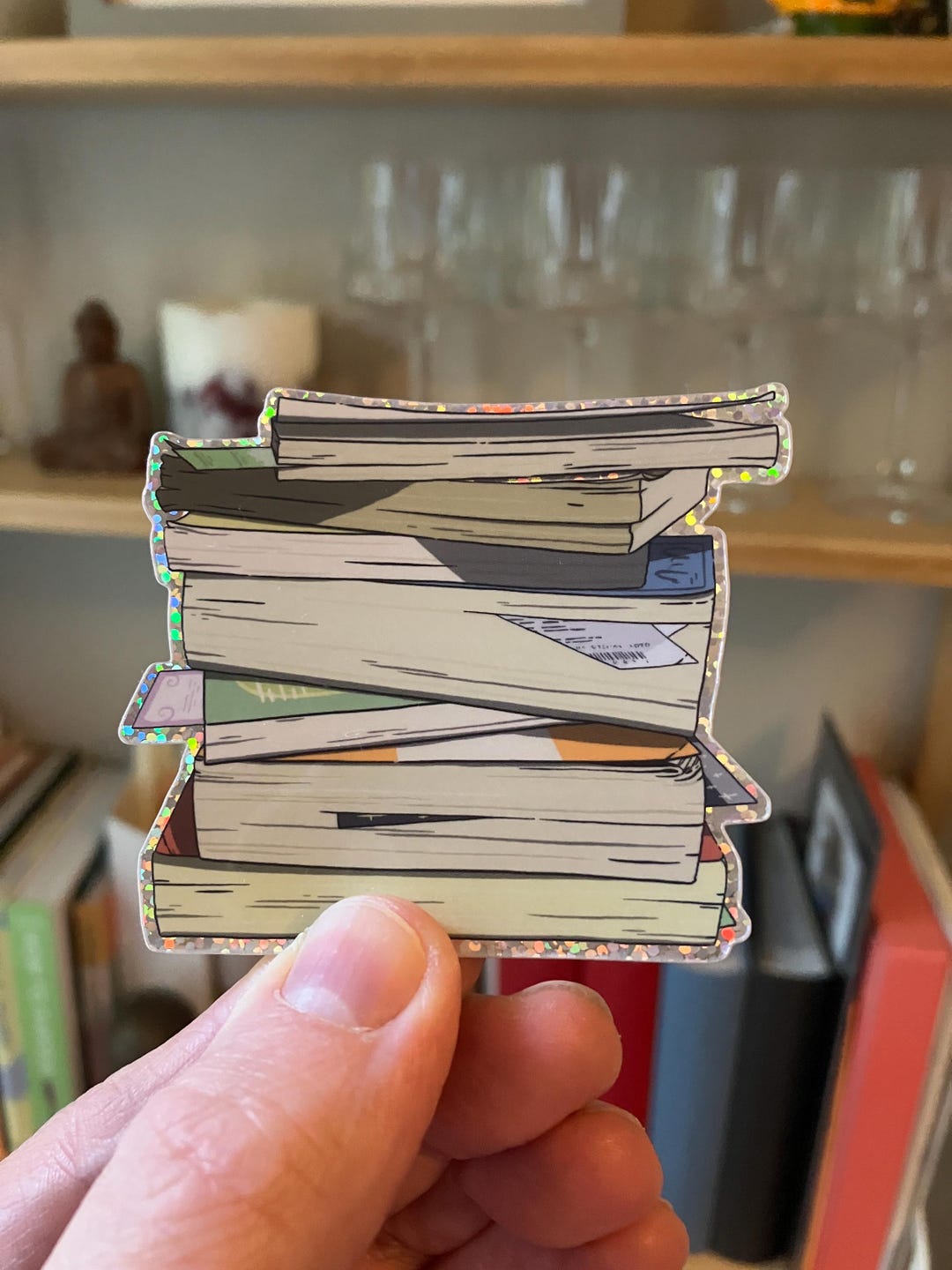 Glittery Book Stack Sticker - Etsy