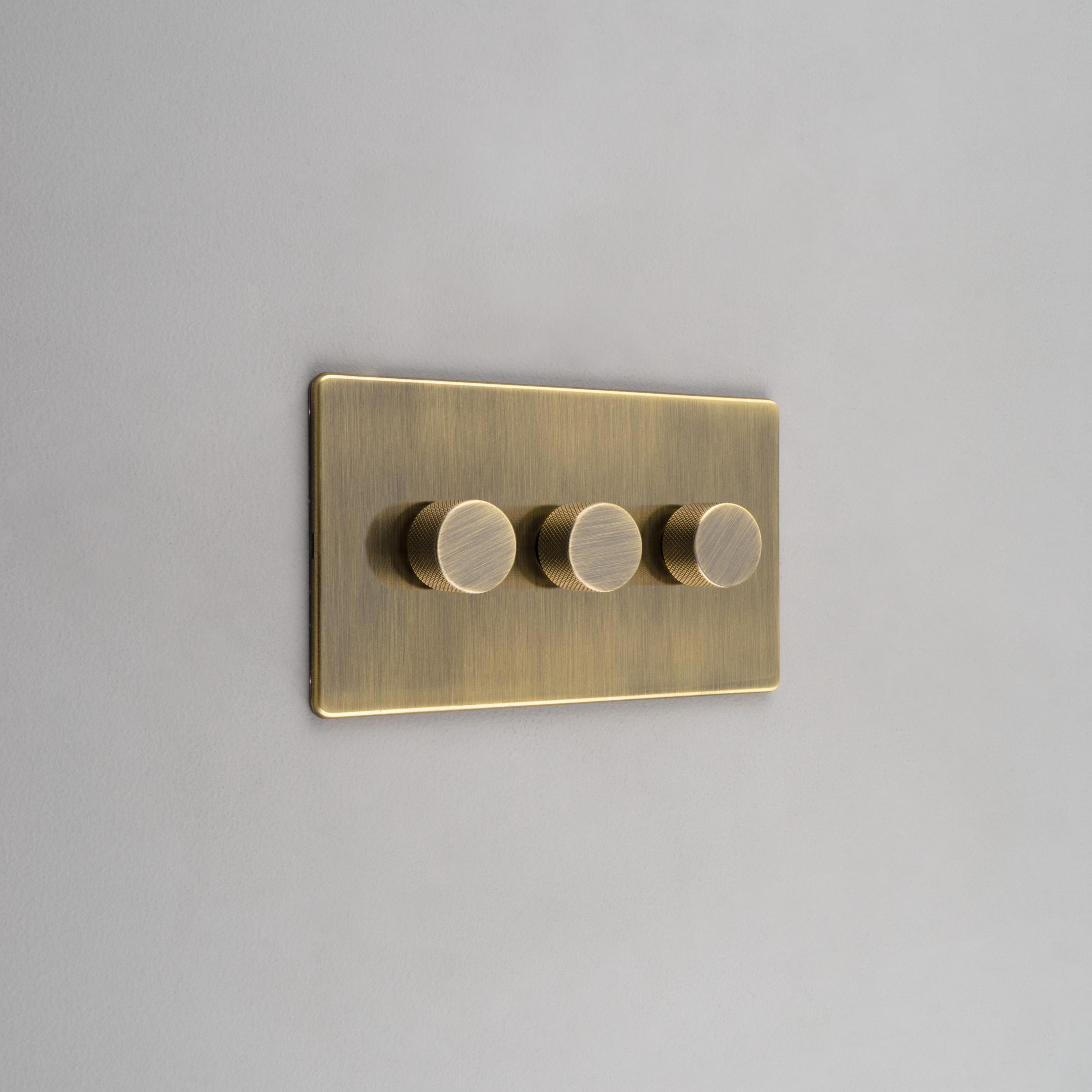 Brass Dimmer 1-4 Gang 400w / LED Dimmer Switch . Knurled Dimmer ...